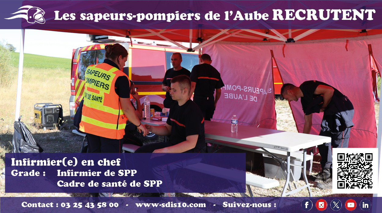 Offre d’emploi : infirmier(ère) en chef – SDIS 10